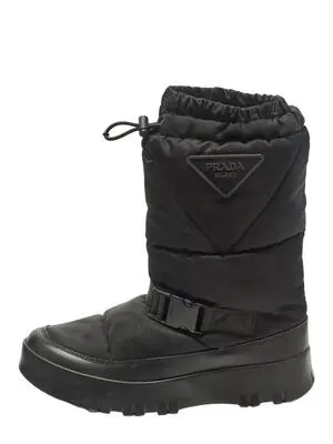 Prada Buckled Quilted Snow Boots - Black