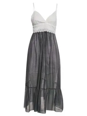 SANDRO Crepe Lace Strappy Dress