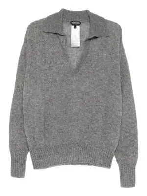 TOM FORD V-neck Collared Sweater - Grey