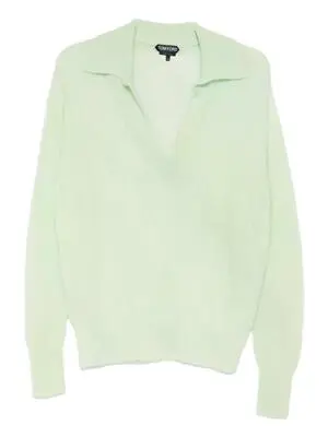 TOM FORD V-neck Collared Sweater - Green