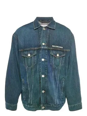 Balenciaga Embroidered Denim Jacket - Blue