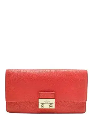 Kate Spade New York Grained Leather Flap Clutch - Red
