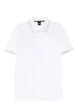 BOSS Striped-collar Polo Shirt - White