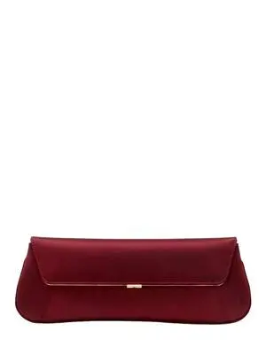 Amina Muaddi Satin Logo Clutch - Red