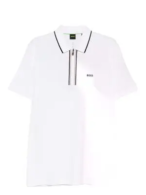 BOSS Zip-collar Polo Shirt - White