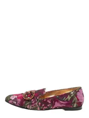 Dolce & Gabbana Crystal-embellished Floral Jacquard Loafers - Pink