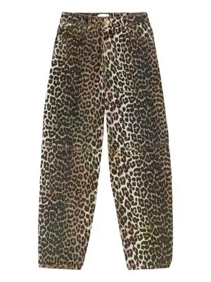 GANNI Leopard-print Jeans - Brown