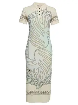 Tory Burch Collared Midi Dress - Neutrals