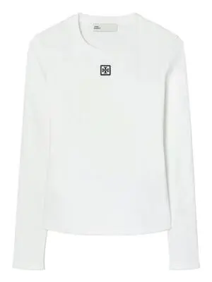 Tory Burch Logo Ribbed T-shirt - White