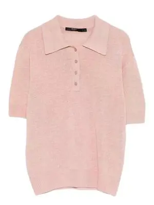 Seventy Buttoned Polo Top - Pink