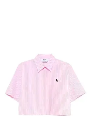 MSGM Striped Cropped Shirt - Pink