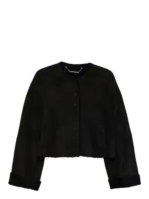Nour Hammour Willow Buttoned Leather Jacket - Black