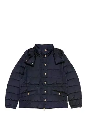 Max Mara Hooded Button-down Quilted Jacket - Blue