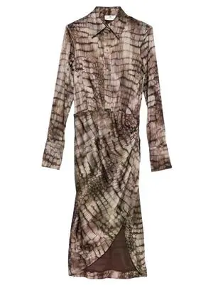 Elisabetta Franchi Patterned Collared Midi Dress - Brown