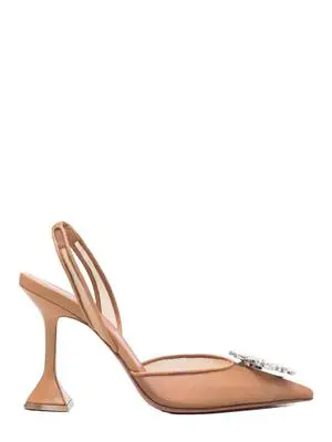Amina Muaddi Begum Point-toe Slingback Pumps - Neutrals
