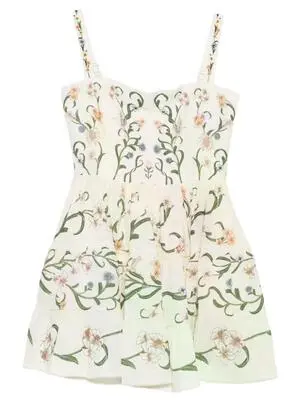 Agua Bendita Lima Floral-print Mini Dress - Neutrals