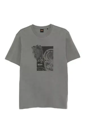 BOSS Crew-neck Graphic-print T-shirt - Grey