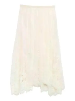 Fabiana Filippi Floral Embroidered Lace Skirt - Neutrals