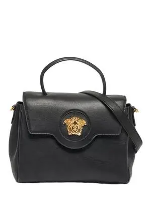 VERSACE Emblem Leather Satchel