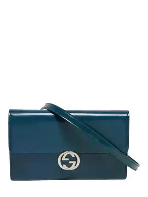 Gucci Interlocking-g Leather Crossbody Bag - Blue