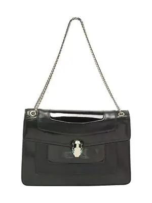 BVLGARI Serpenti Forever Leather Shoulder Bag - Black