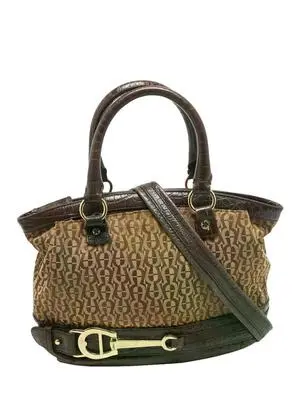 AIGNER Patterned Satchel Tote Bag - Brown