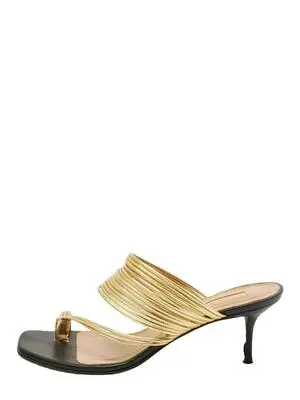 AQUAZZURA Coiled Leather Stiletto Sandals - Gold