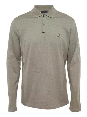 LANVIN Full-sleeve Patch Polo Shirt - Grey