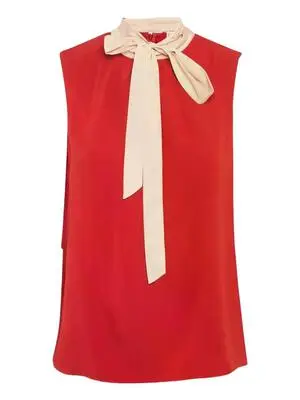 Valentino Garavani Neck-tie Detail Sleeveless Top - Red