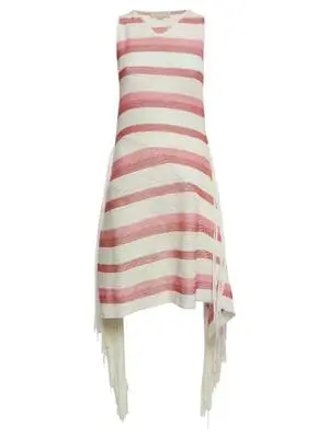 Stella McCartney Striped Fringe-detail Dress - White