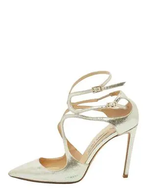 JIMMY CHOO Lancer Leather Straps Pumps - Silver
