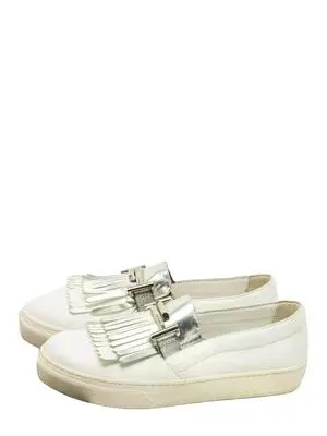 TOD'S Fringed Leather Sneakers - White