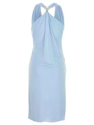 Versace Sleeveless V-neck Midi Dress - Blue