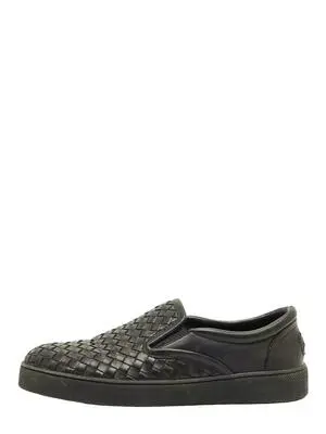 Bottega Veneta Intrecciato Leather Slip-on Sneakers - Black