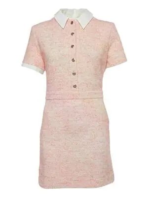 Maje Tweed Collar Mini Dress - Pink