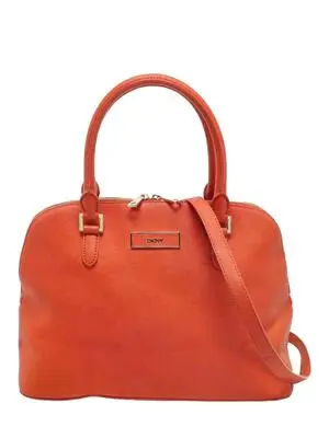 Dkny Logo-detail Leather Tote Bag - Orange