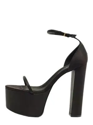 SERGIO ROSSI Satin Platform Sandals - Black