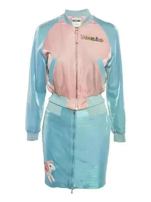 Moschino Lamé Unicorn Skirt Set - Blue