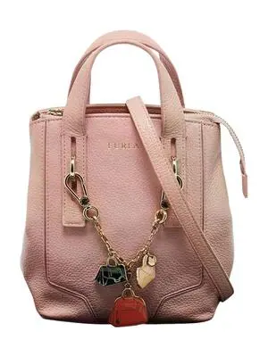 Furla Leather Tote Bag With Charm - Pink