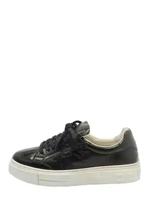 FERRAGAMO Leather Lace-up Sneakers - Black