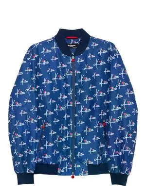 Kiton Zip Printed Jacket - Blue
