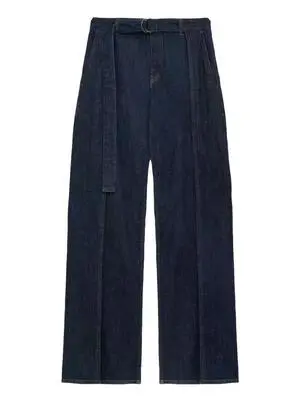 Loewe Belted Pleated Wide-leg Jeans - Blue