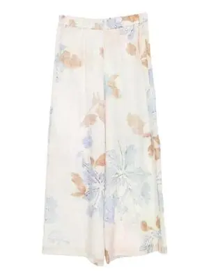 Seventy Floral Print Elasticated Waist Trousers - Neutrals