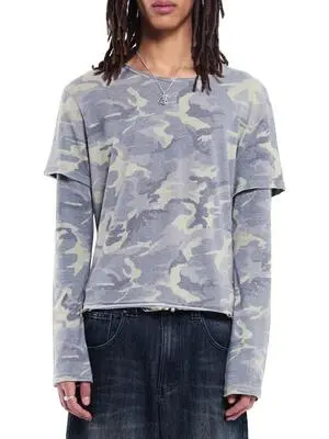 JADED LONDON Double Layer Mist Long Sleeve T-shirt - Camo