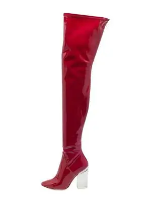 Dior Leather Thigh-high Boots - Red