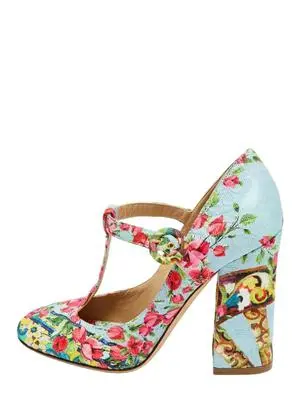 Dolce & Gabbana Brocade T-strap Pumps - Blue