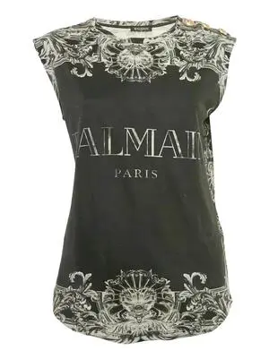 Balmain Sleeveless Button-detail Top - Black