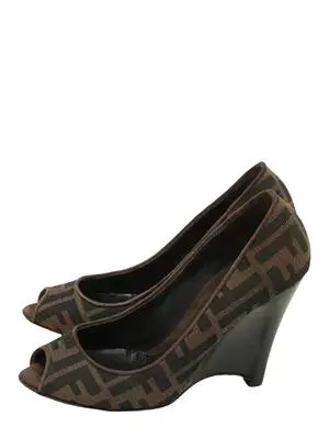 Fendi Zucca Wedge Pumps - Brown