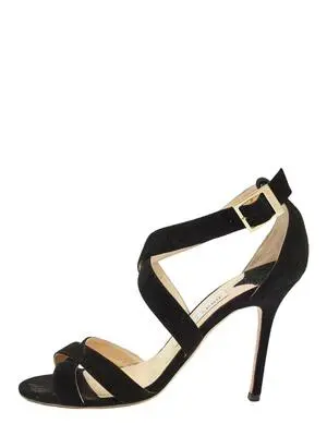 JIMMY CHOO Suede Ankle-strap Stiletto Sandals - Black