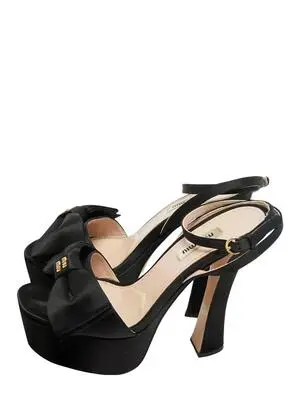 Miu Miu Bow-detail Heeled Sandals - Black